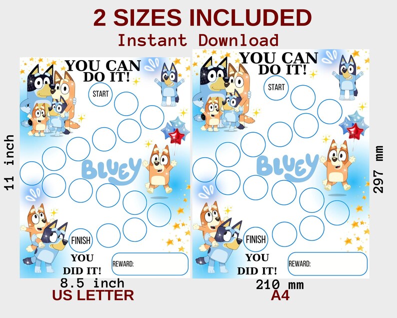 Bluey Reward Chart - Bluey Potty Training Chart - Toilet Training ...