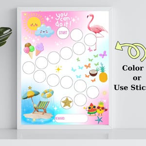 Summer Reward Chart - Printable Potty Training Chart - Flamingo Chore ...