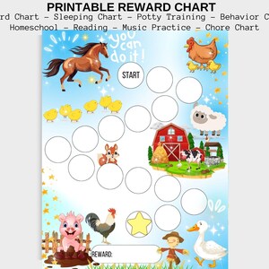 Farm Reward Chart - Kids Behavior Chart - Potty Training Chart - Chore ...