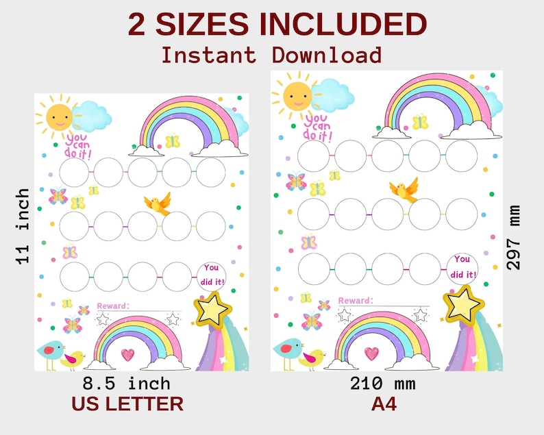 Printable Rainbow Reward Chart - Potty Training Chart - Sleeping Chart ...