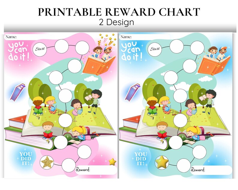 Kids Reading Reward Chart: Printable Tracker - Book Sticker Chart ...