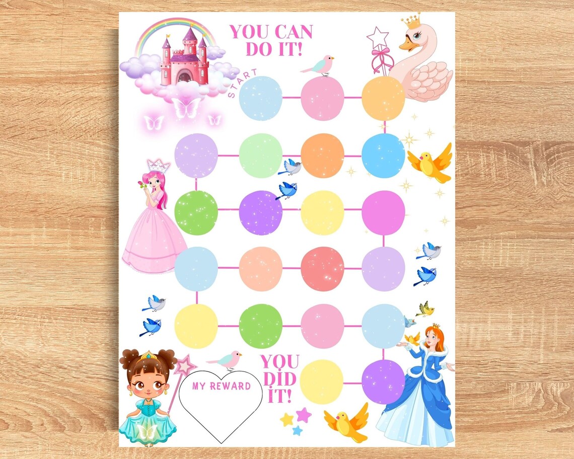 Girls Princess Reward Chart Potty Training Chart Chore Chart Girls ...