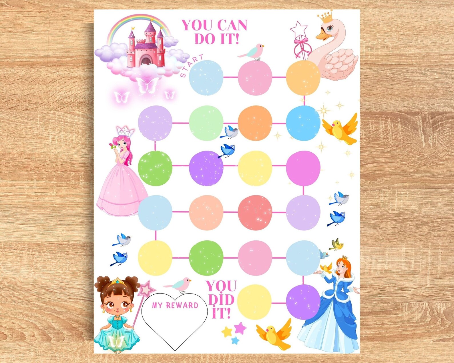 Girls Princess Reward Chart Potty Training Chart Chore Chart Girls ...