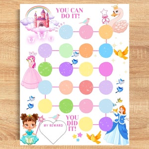 Girls Princess Reward Chart - Potty Training Chart - Chore Chart ...