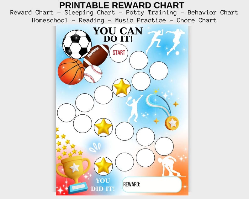 Printable Sports Reward Chart for Kids - Football Sticker Chart ...