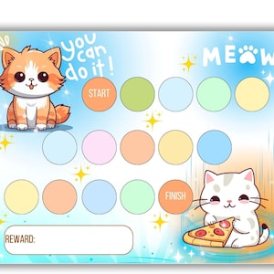Printable Cat Reward Chart Kids Reward Chart Behavior Chart Potty ...