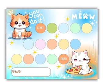 Cat Reward Chart Printable Kids Reward Chart, Instant Download Behavior ...