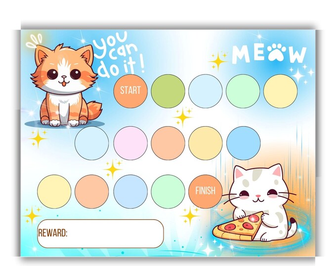 Printable Cat Reward Chart for Kids, Classroom Positive Behavior Reward ...