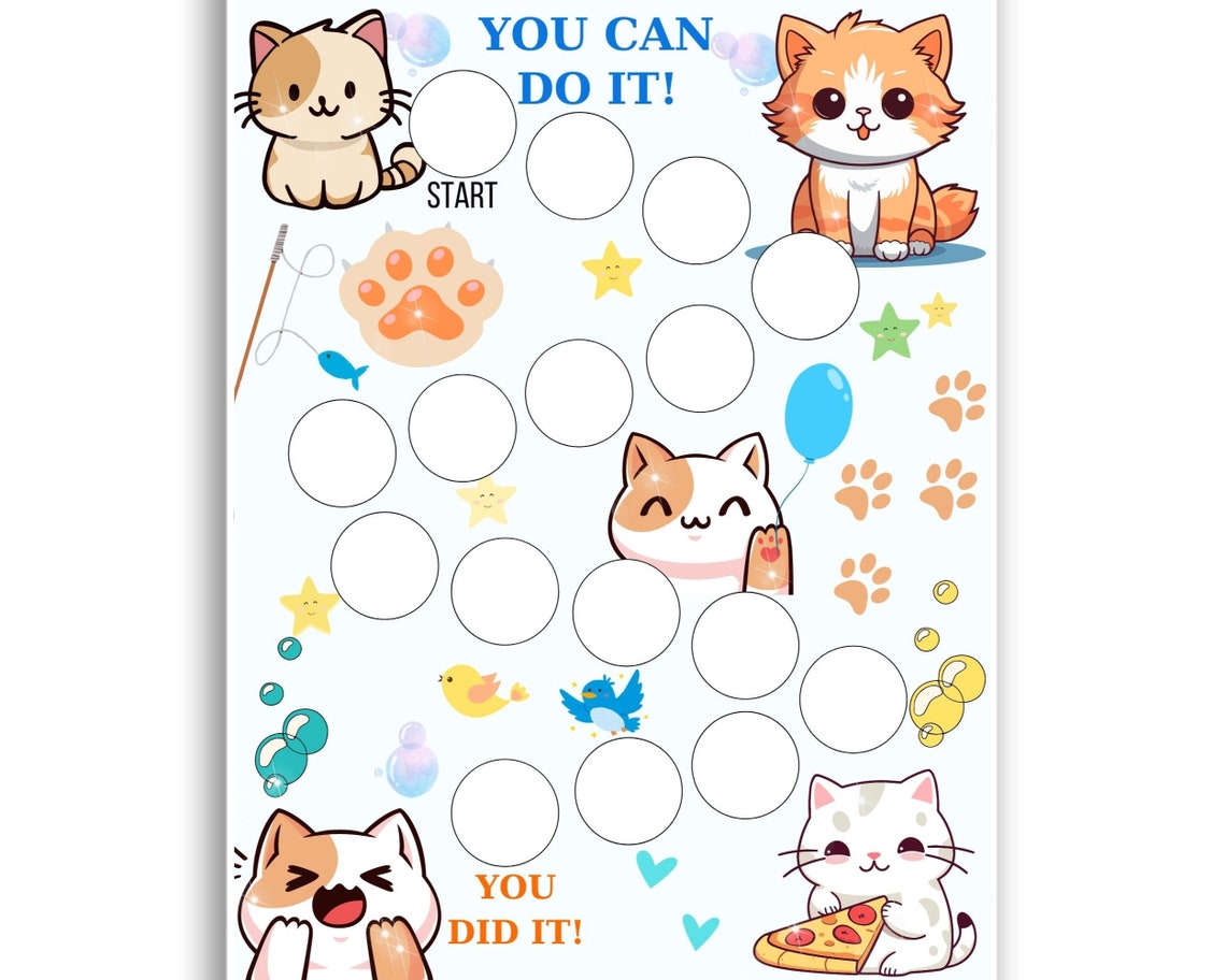 Printable Cat Reward Chart Kids Reward Chart Behavior Chart Potty ...