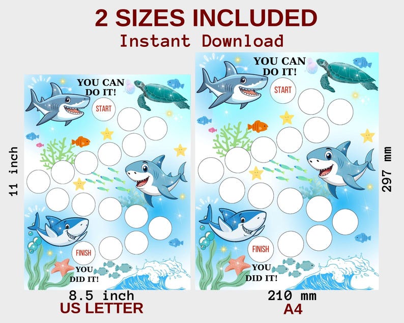 Shark Reward Chart: Ocean Theme Behavior - Potty Training Tracker for ...