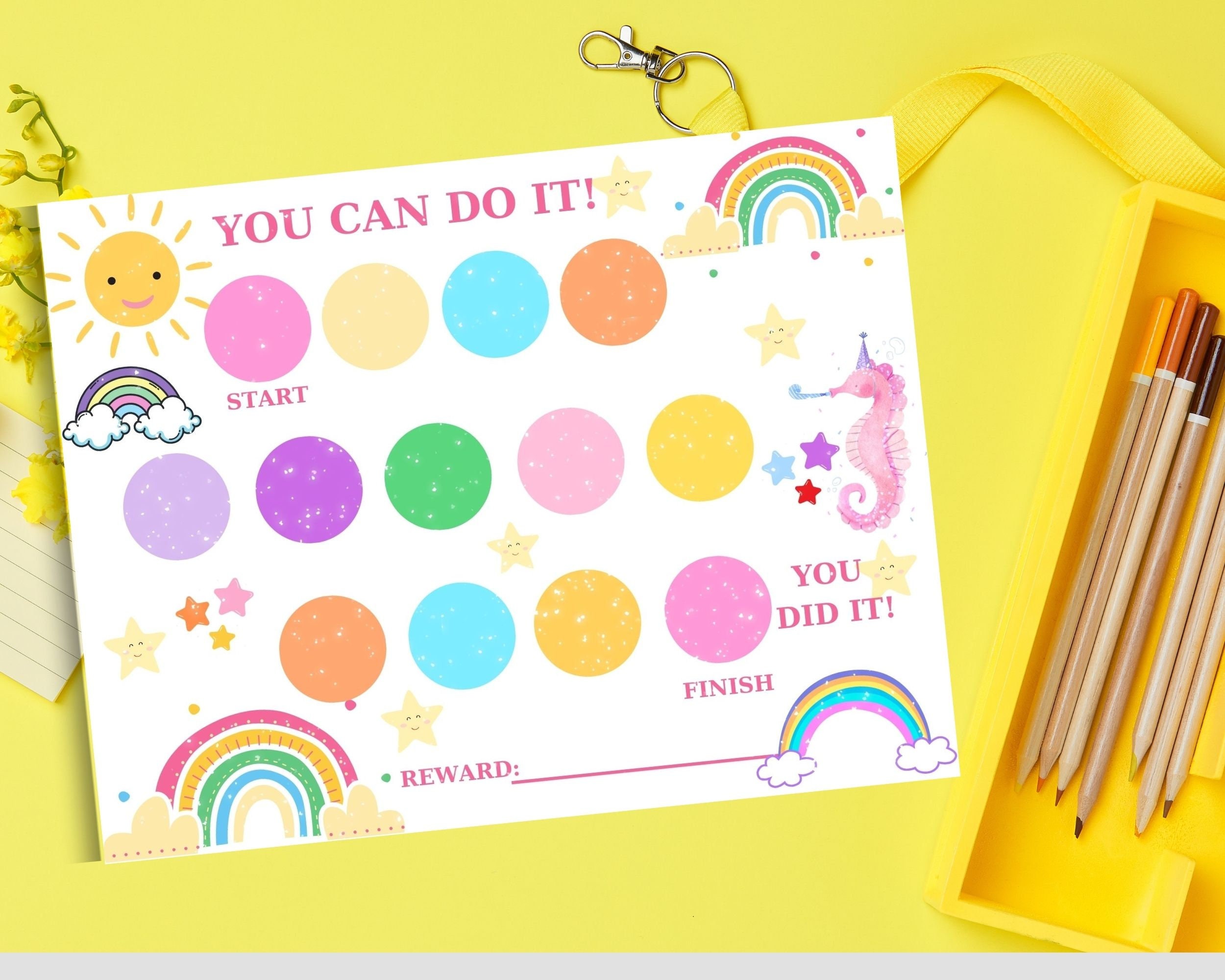 Printable Rainbow Reward Chart Potty Training Chart Rainbow Reward ...