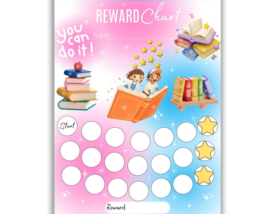 Reading Reward Chart - Kids Printable Reading Tracker - Sticker Chart ...