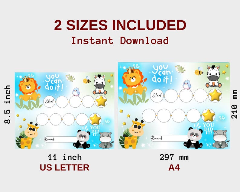 Baby Animals Reward Chart – Printable Sticker Chart for Kids | Potty ...
