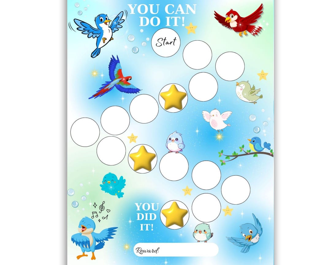 Bird Reward Chart for Kids – Printable Behavior -chore Tracker | Cute ...