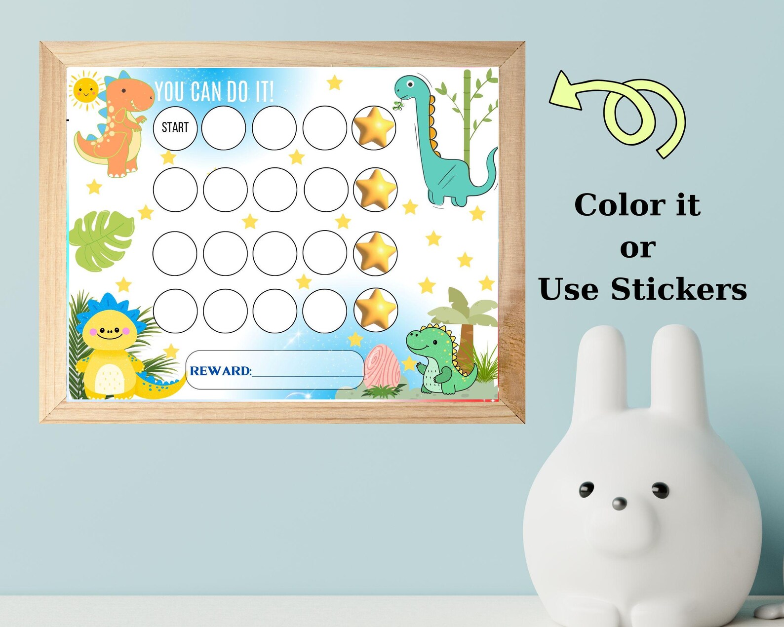 Dinosaur Reward Chart for Kids - Potty Training - Chore Chart - Boys ...