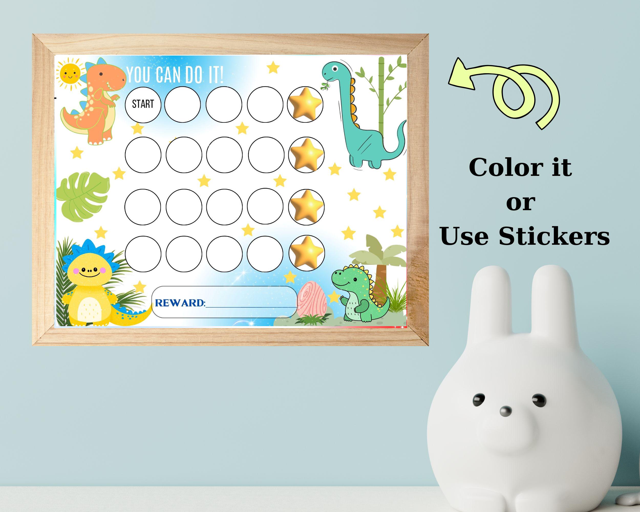 Dinosaur Reward Chart for Kids - Potty Training - Chore Chart - Boys ...