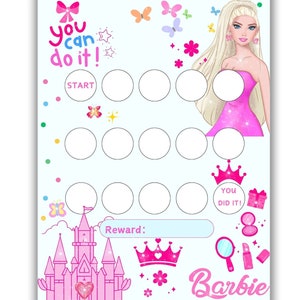 Barbie Reward Chart Girls Princess Reward Chart Potty Training Chart ...