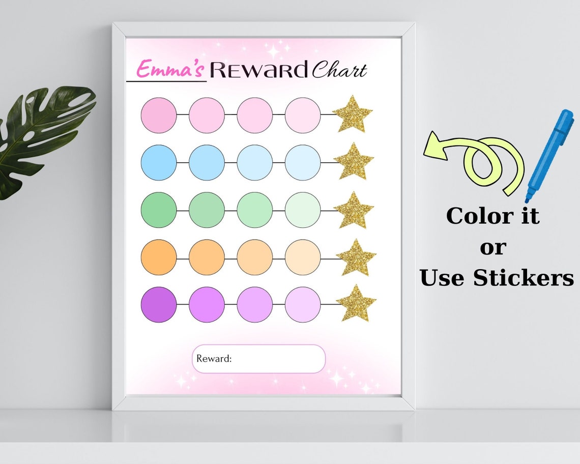 Printable Rainbow Reward Chart Kids Reward Chart Toddler Reward Chart ...