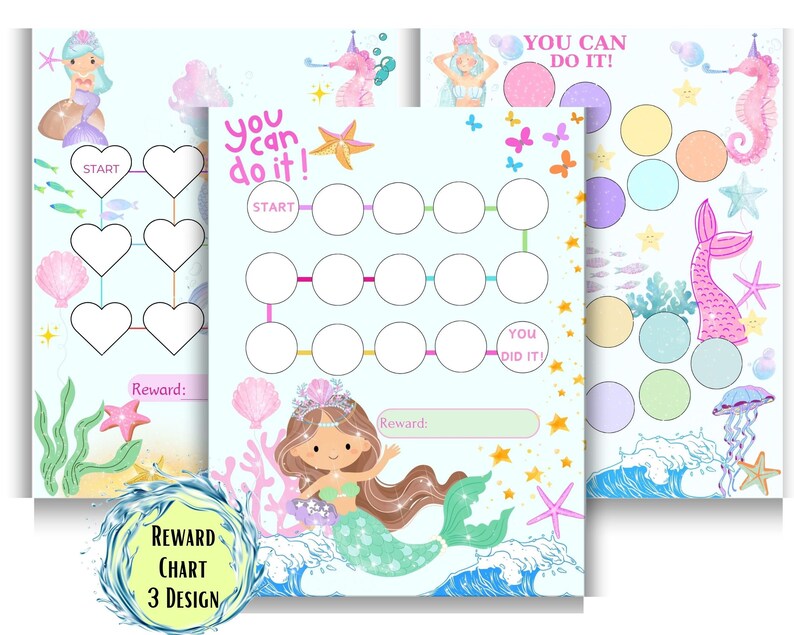 Reward Chart Bundle - Printable Mermaid Reward Chart - Ocean Reward ...
