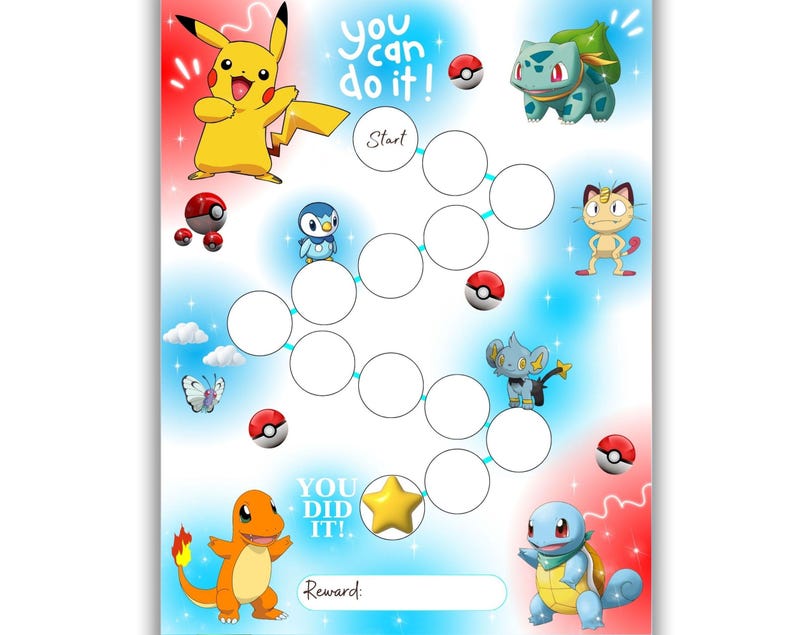 Printable Pikachu Reward Chart - Pokemon Themed Behavior Chart for Kids ...