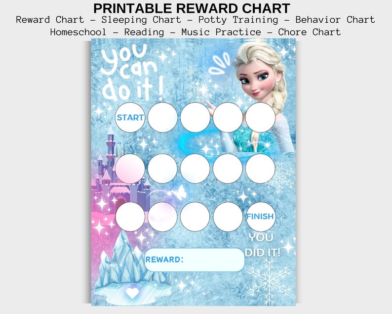 Elsa Frozen Reward Chart: Kids Chore & Potty Training (PDF Download, A4 ...