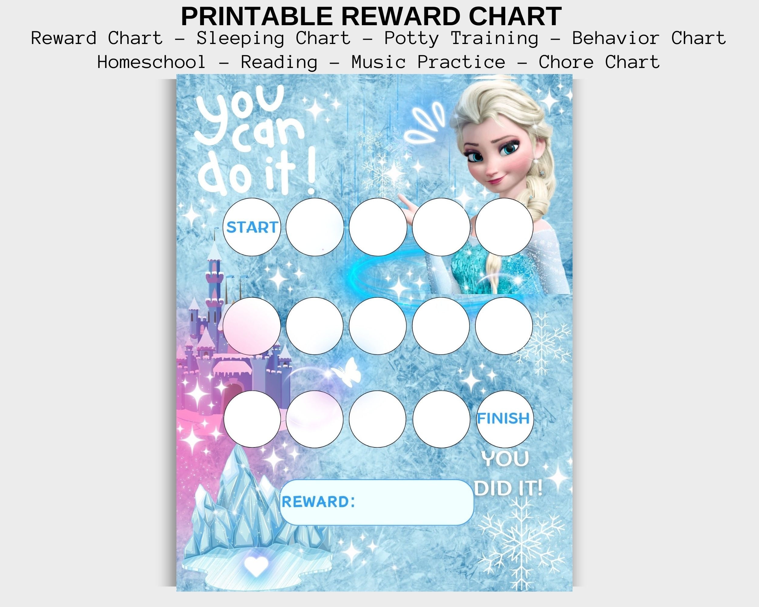 Elsa Frozen Reward Chart: Kids Chore & Potty Training (PDF Download, A4 ...