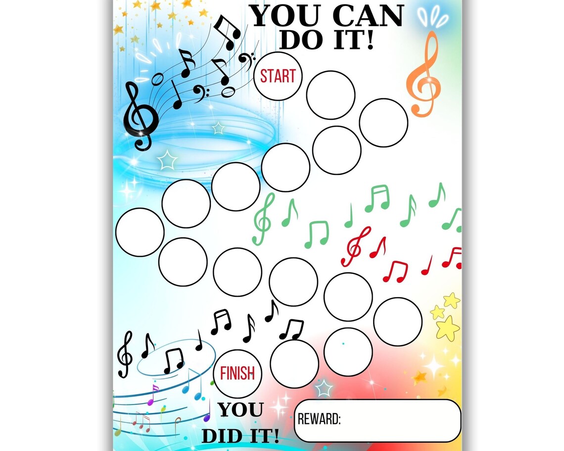 Printable Music Reward Chart - Music Practice Chart - Kids Music Reward ...