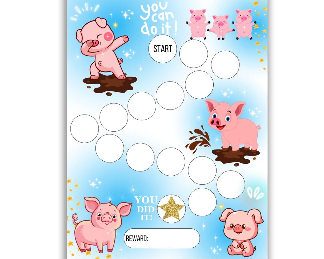 Cute Pig Reward Chart for Kids – Printable Chore Chart | Potty Training ...