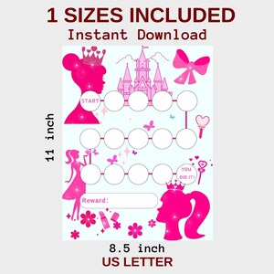 Princess Reward Chart Girls Princess Reward Chart Potty Training Chart ...