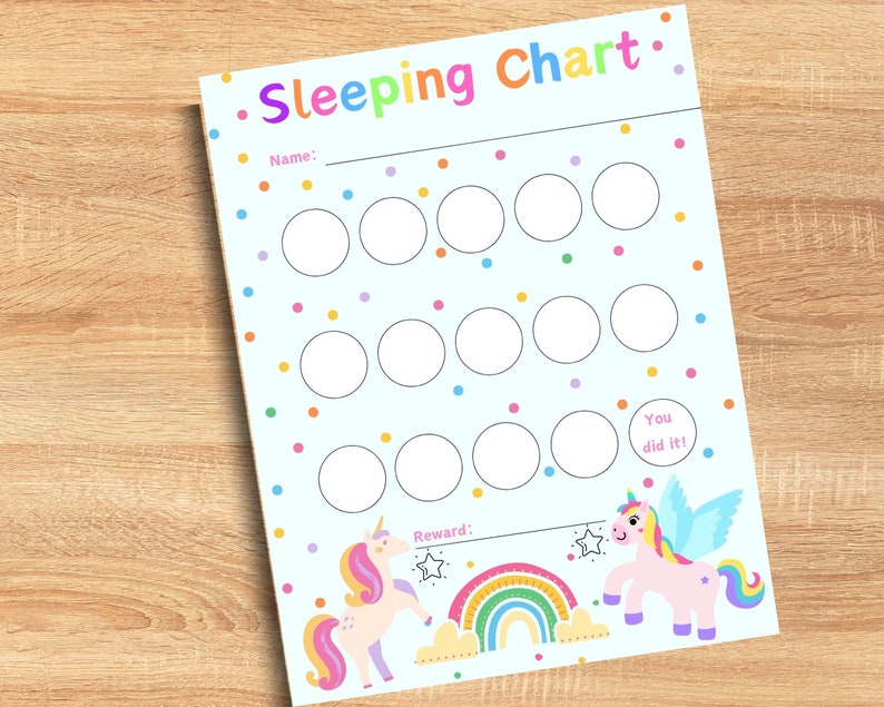 Kids Sleeping Chart Printable - Unicorn Sleeping Chart - Toddler ...
