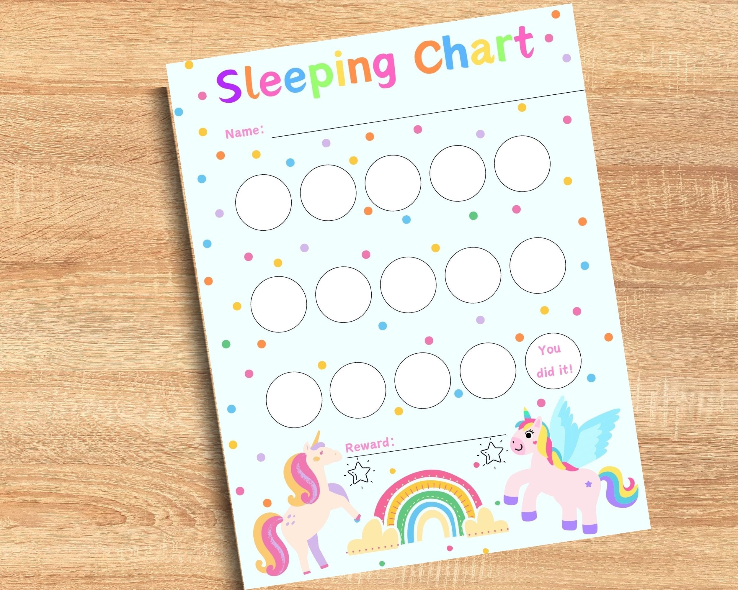 Kids Sleeping Chart Printable - Unicorn Sleeping Chart - Toddler ...