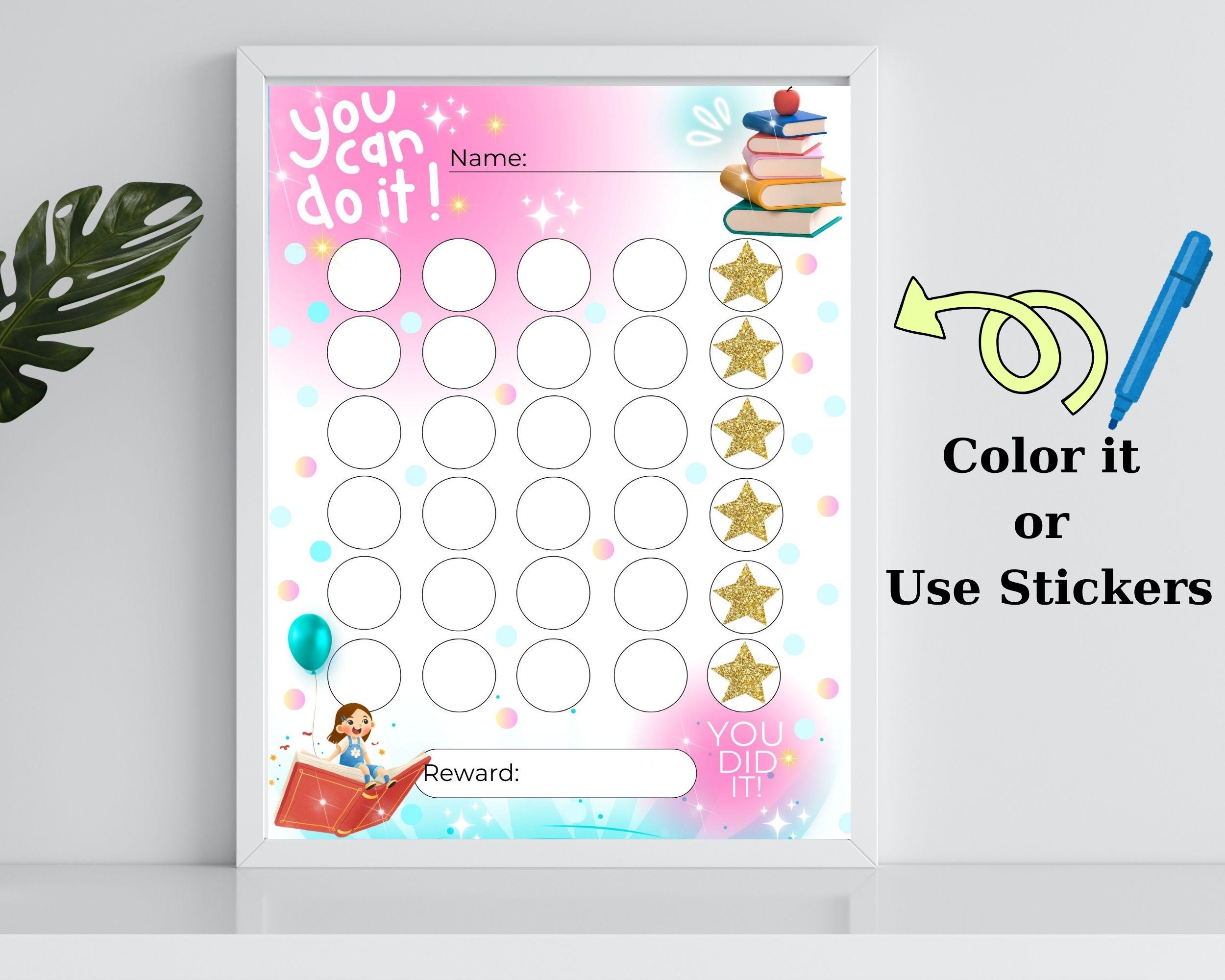Reading Reward Chart - Kids Printable Reading Chart- Sticker Chart ...