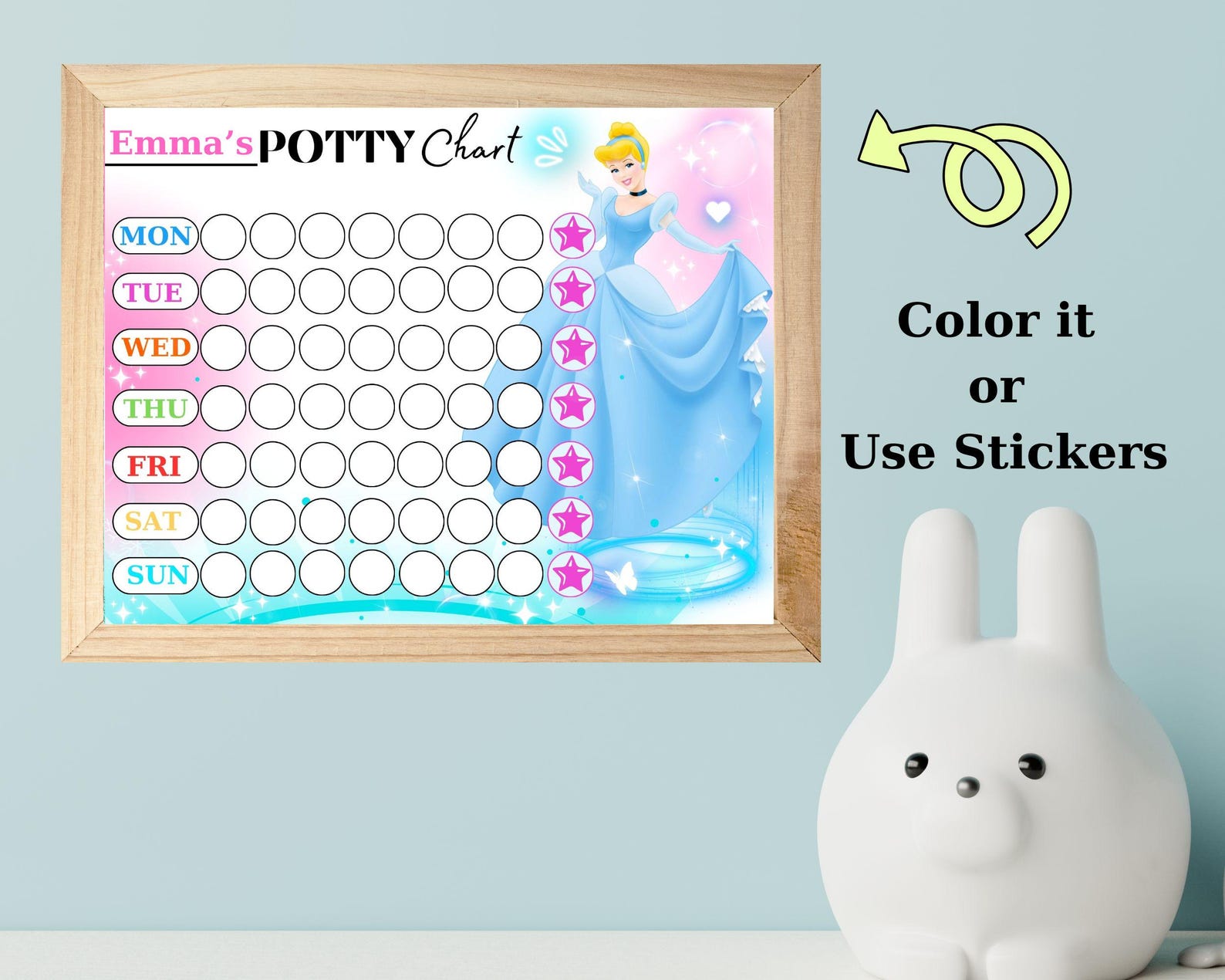Cinderella Potty Training Chart Princess Toilet Training Sticker Chart ...
