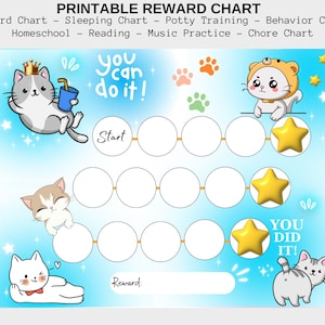 Funny & Cute Cat-themed Reward Chart for Kids – Printable Behavior ...