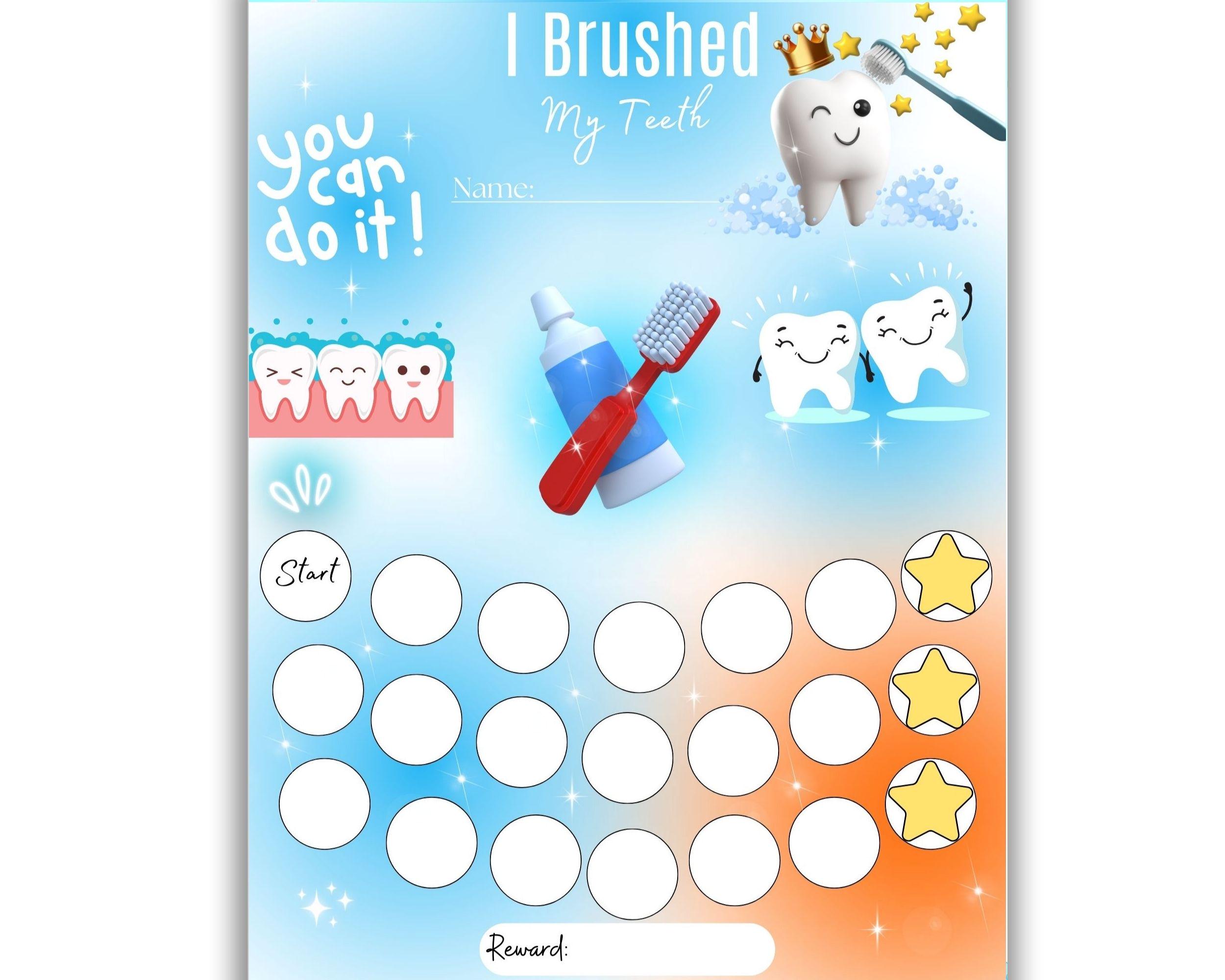 Teeth Brushing Reward Chart - Tooth Brushing Reward Chart - Sticker ...