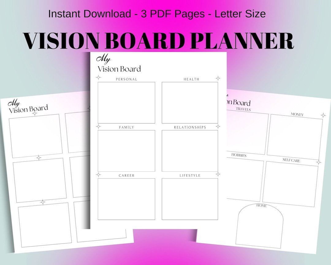 Vision Board Printable Digital Goal Planner Manifestation Planner Wish ...