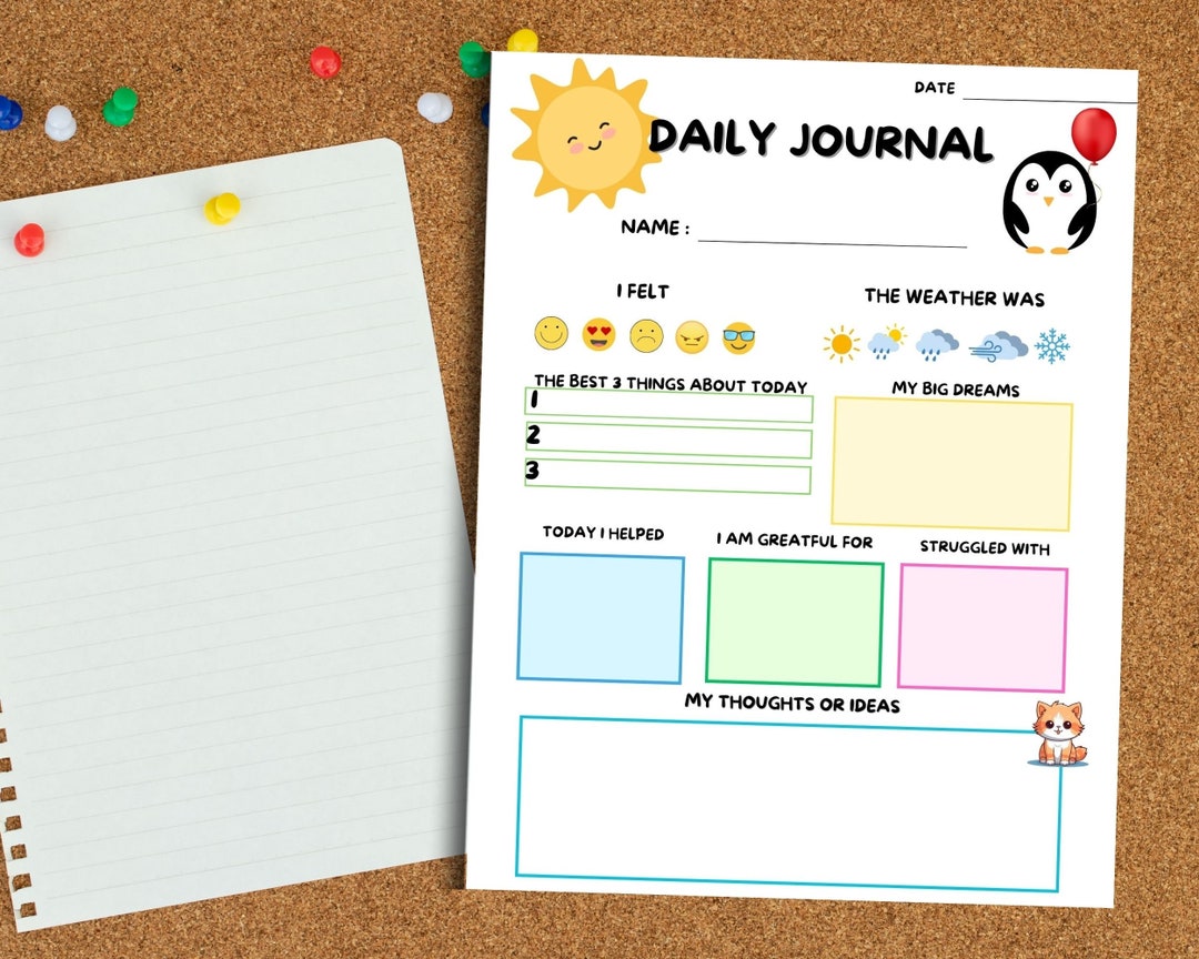 Kids Daily Journal Printable Journal for Kids Diary for Children Kids ...