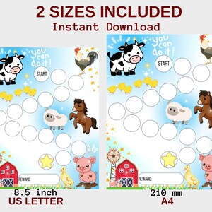 Farm Reward Chart - Kids Behavior Chart - Potty Training Chart - Chore ...