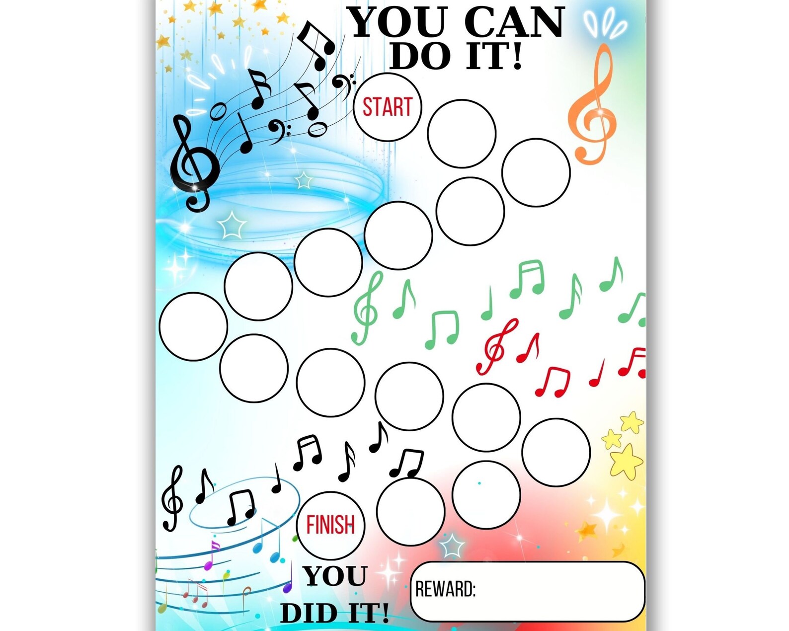 Printable Music Reward Chart - Music Practice Chart - Kids Music Reward ...