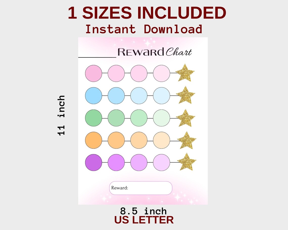 Printable Rainbow Reward Chart Kids Reward Chart Toddler Reward Chart ...
