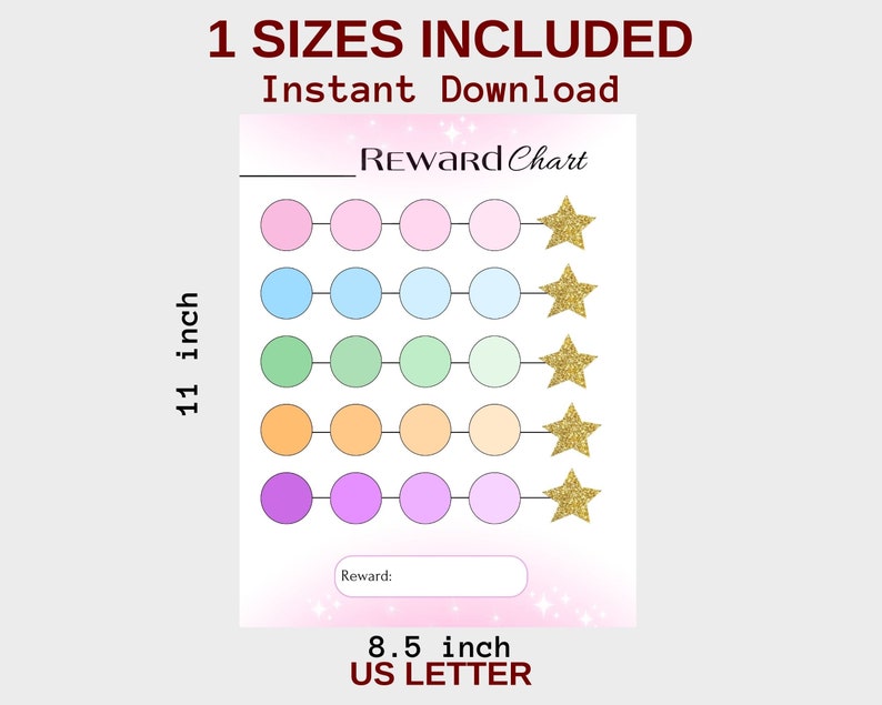 Printable Rainbow Reward Chart Kids Reward Chart Toddler Reward Chart ...