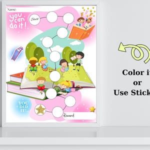 Kids Reading Reward Chart: Printable Tracker - Book Sticker Chart ...