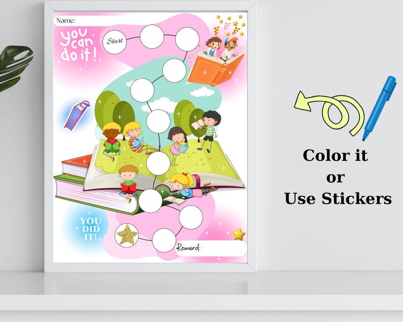 Reading Reward Chart for Kids - Printable Reading Tracker - Sticker ...