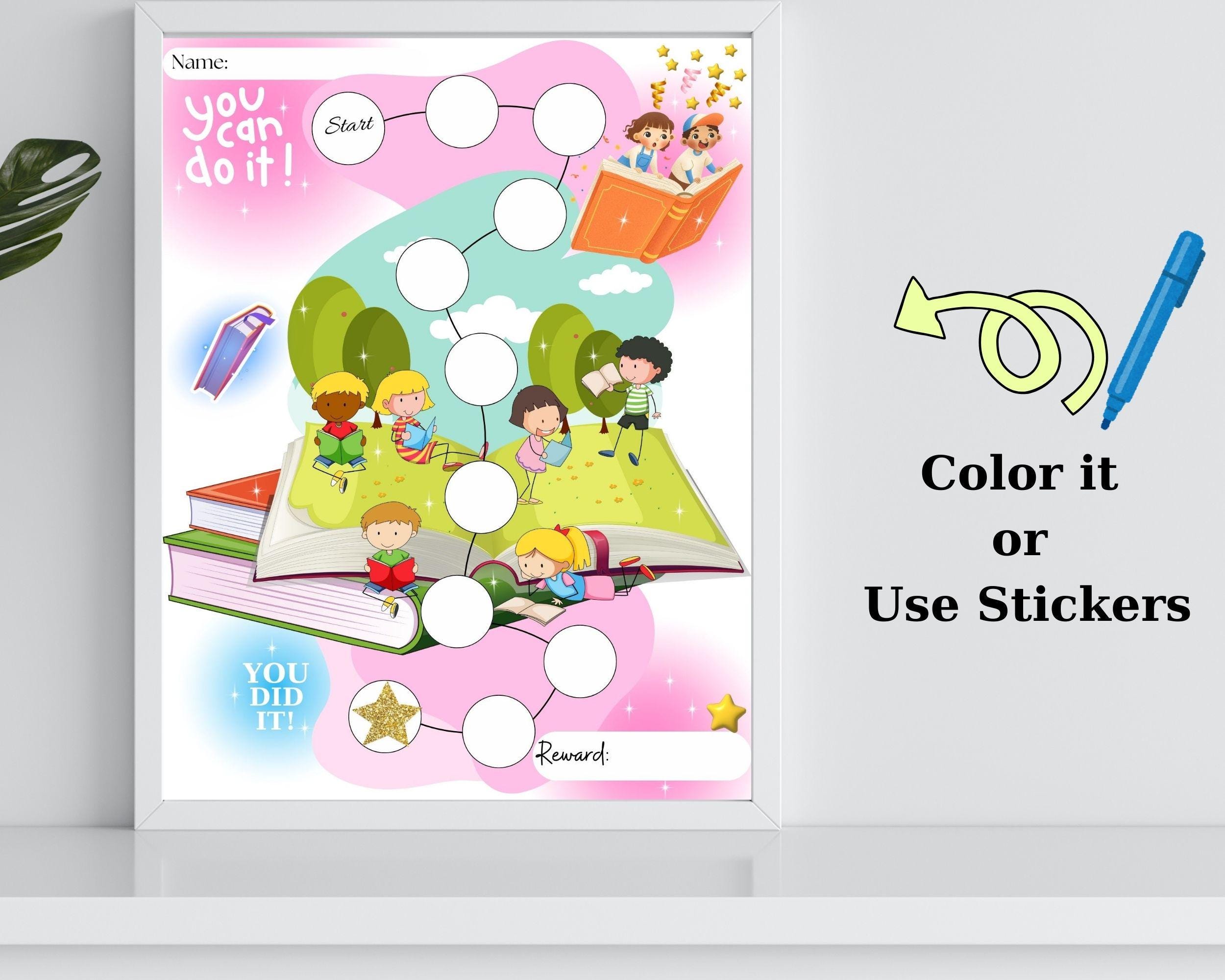 Reading Reward Chart for Kids - Printable Reading Tracker - Sticker ...