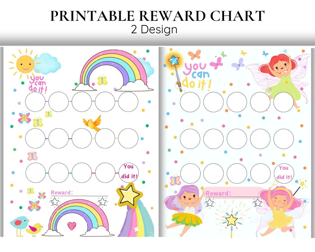 Printable Rainbow Reward Chart - Fairy Reward Chart - Girls Potty ...