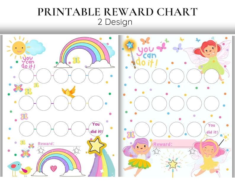 Fairy - Rainbow Reward Charts for Girls – Printable Behavior, Chore ...