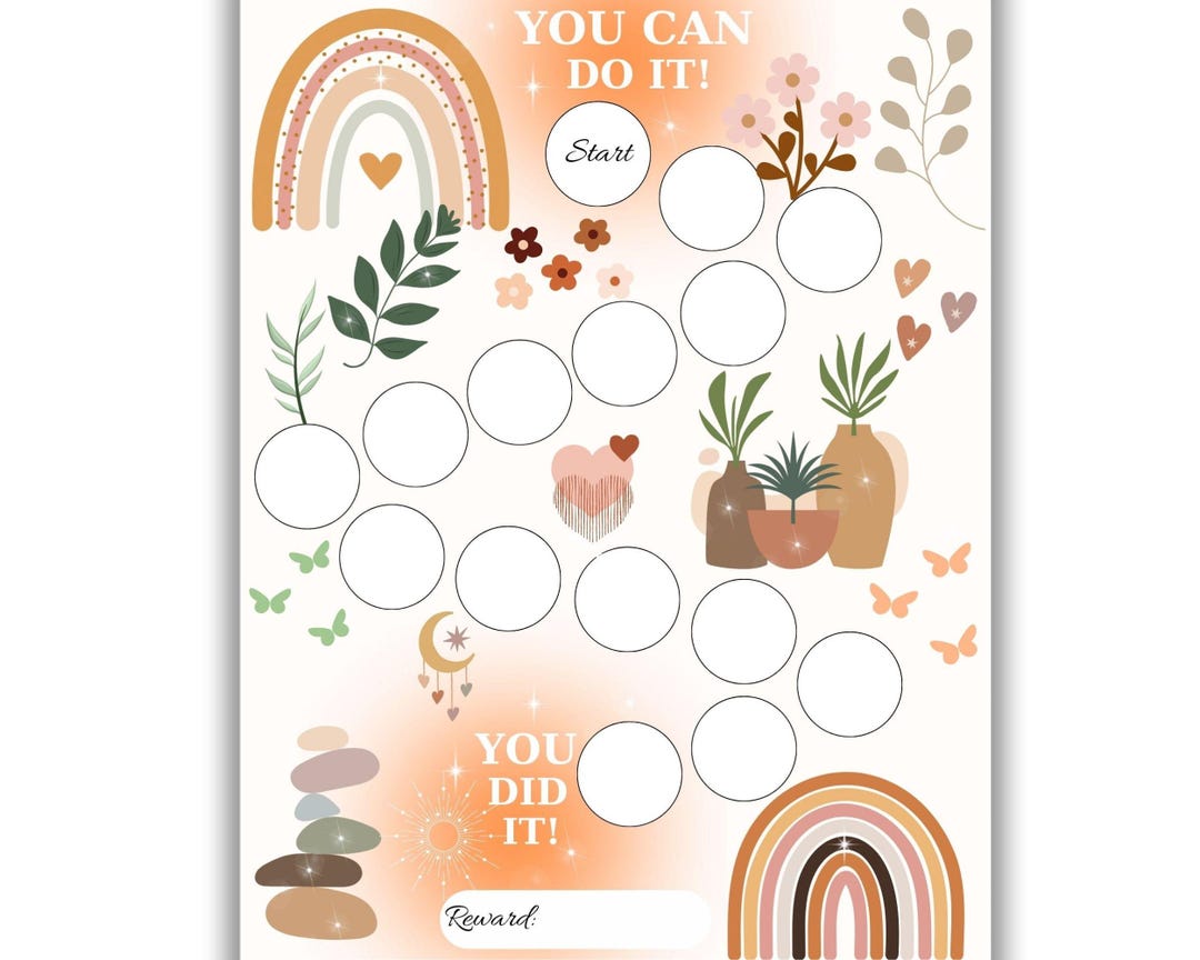 Boho Rainbow Reward Chart for Kids | Printable Behavior Chart | Toddler ...