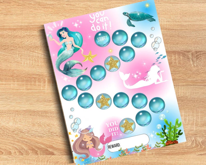 Mermaid Reward Chart - Girls Reward Chart - Potty Training Chart ...
