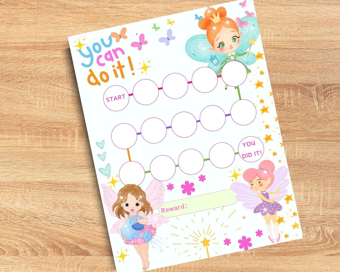 Fairy Reward Chart Princess Reward Chart Sleeping Chart Potty Training ...