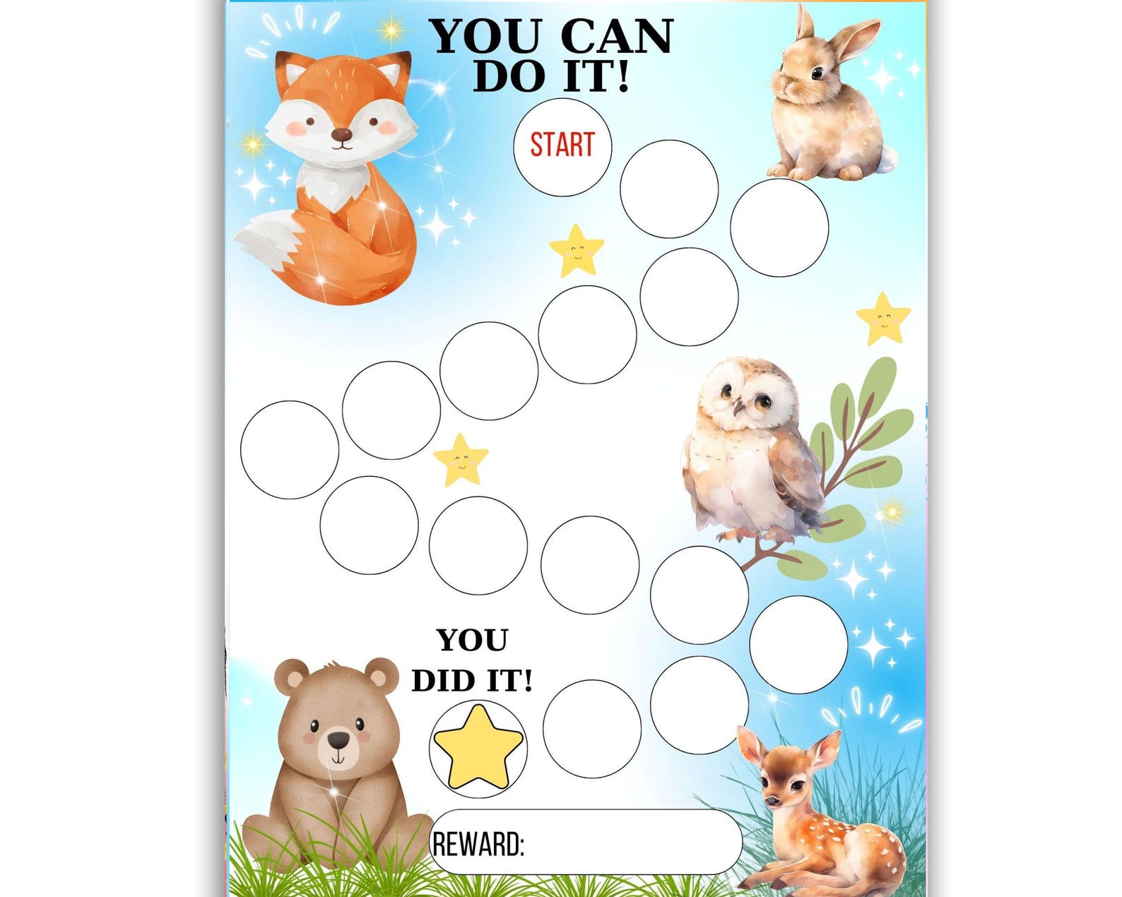 Woodland Animals Reward Chart - Printable Forest Sticker Chart - Fox ...